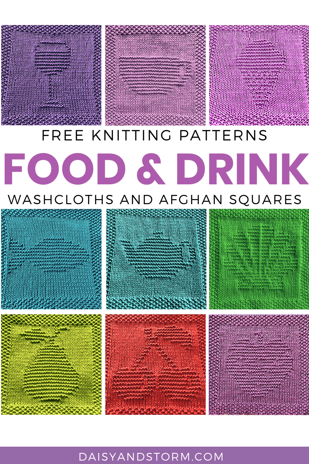 Free Food and Drink Themed Dishcloth and Afghan Square Knitting ...